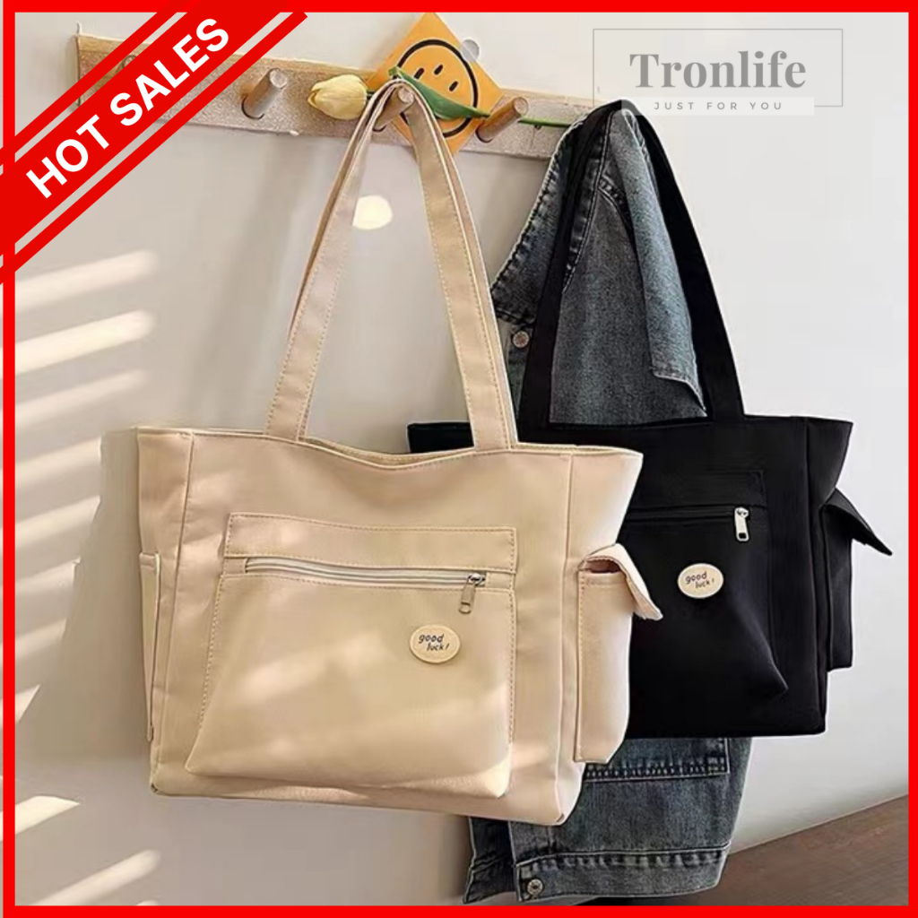 【Ready Stock】Canvas Tote Bag Large Capacity Student College University ...