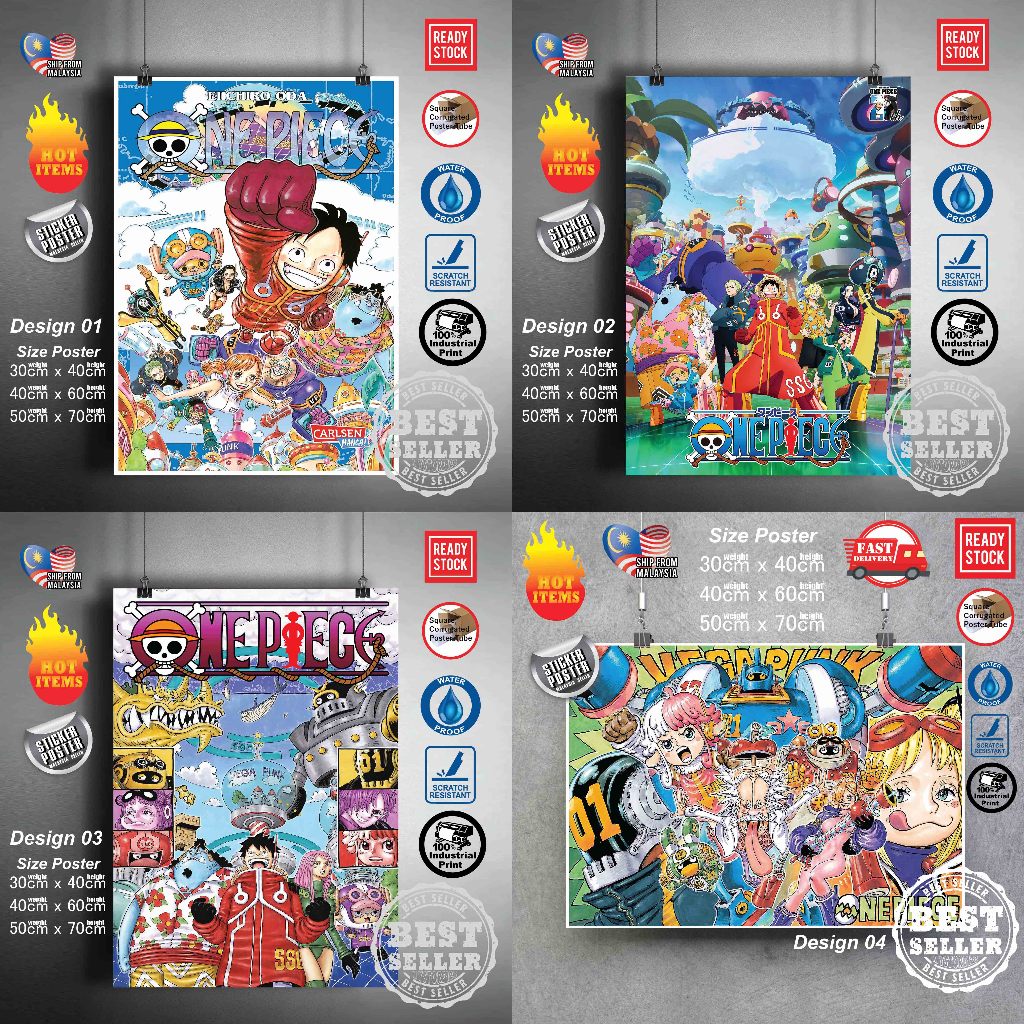 【READY STOCK】One Piece Poster egghead arc Luffy Mugiwara Straw Hat ...