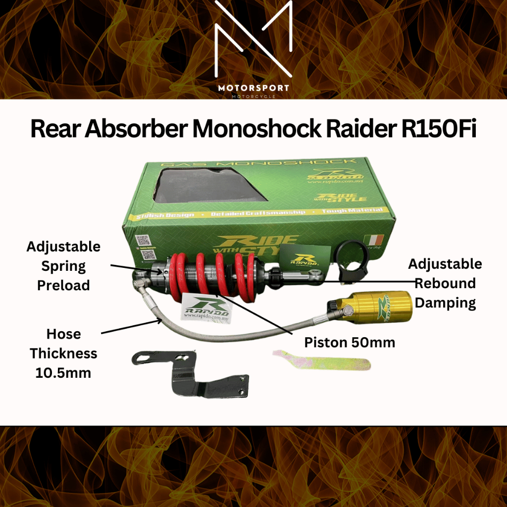 RAPIDO Suzuki Raider R150 Fi Adjustable Rear Absorber Monoshock ...