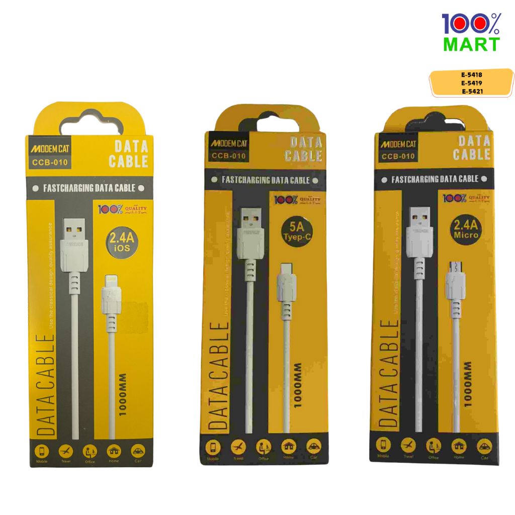 [100% Mart X Modem Cat]USB Cable 2.14A/5A USB To Micro/IOS/Type-C ...