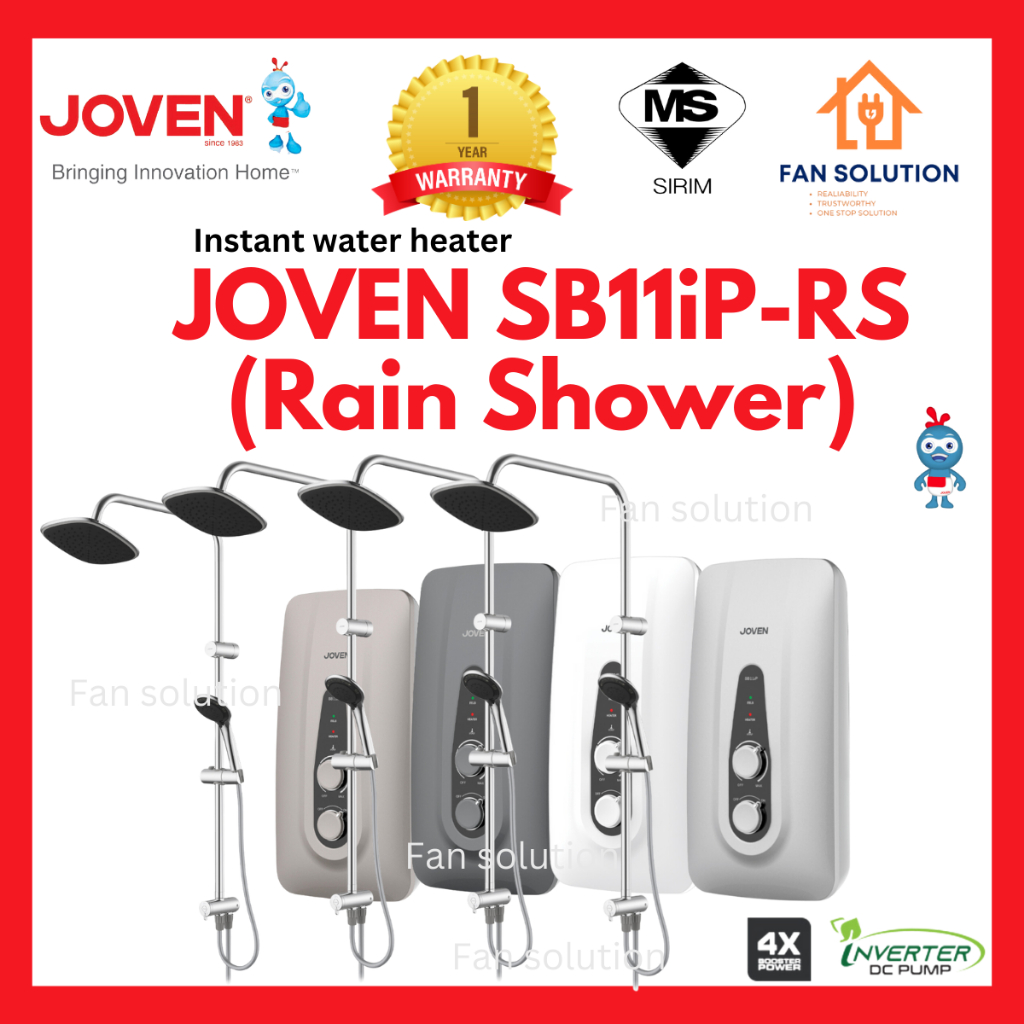 JOVEN INSTANT WATER HEATER SB11iP-RS (RAIN SHOWER) (DARK SILVER/DARK GREY/SILVER/) /SIRIM/ WITH ...