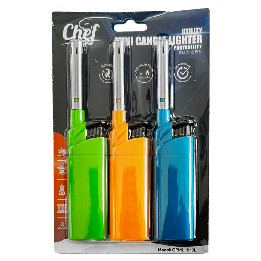 [3PCS] CHEF-PRO Refillable Lighter Jet Flame Gas Lighter Lighter ...