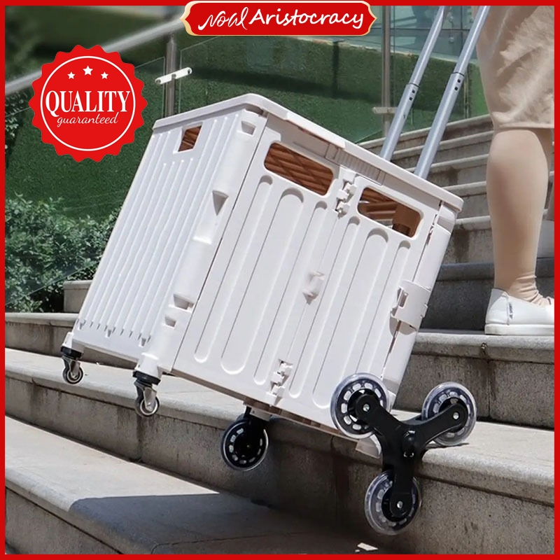 Large 75L Trolley Shopping Foldable Trolley Cart Grocery Market Trolley ...