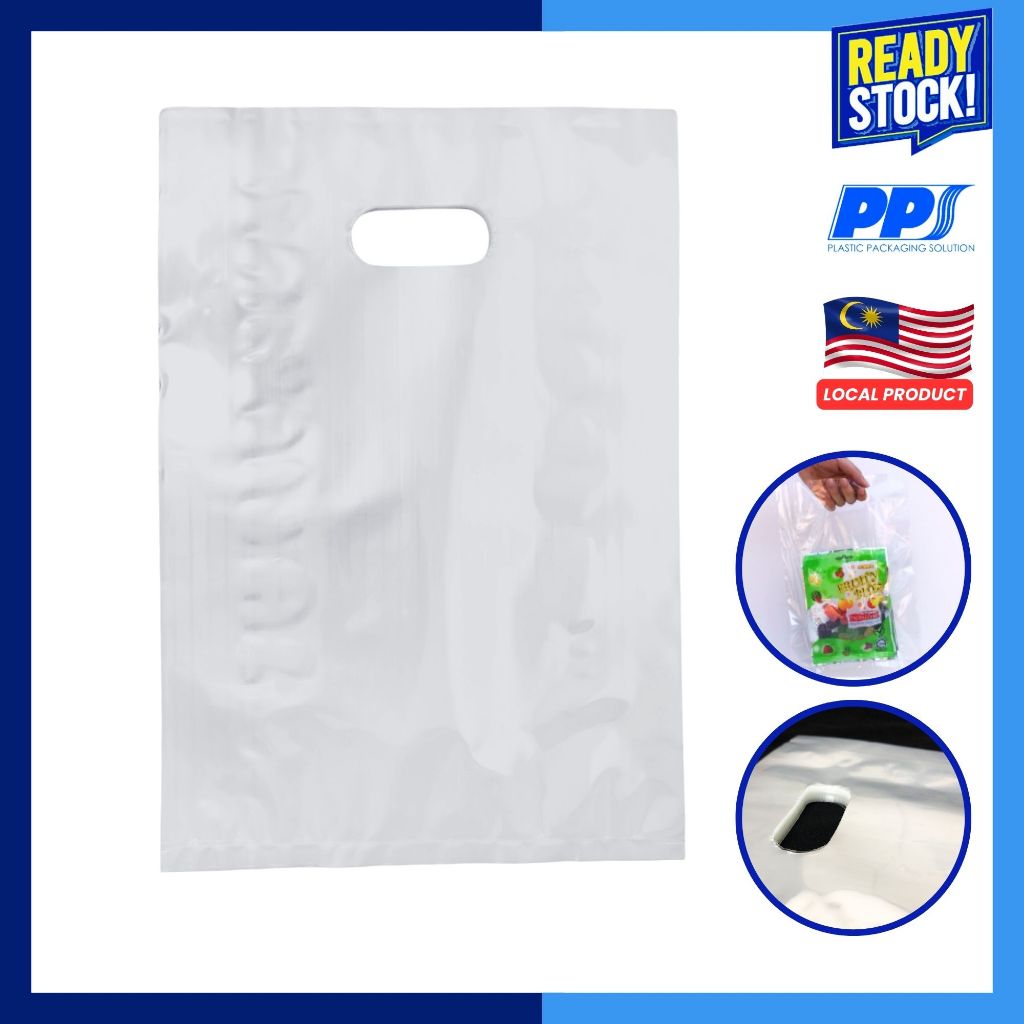 100pcs Clear Transparent Bag with Handle / Clear Shopping bag / PP ...