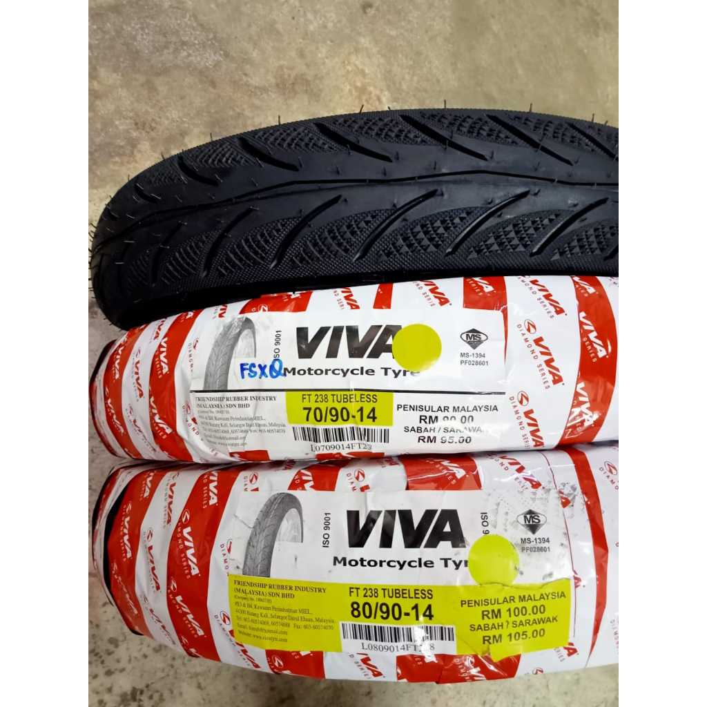Tayar Motor Tubeless VIVA FT238 70/90/14 . 80/90/14 | Shopee Malaysia