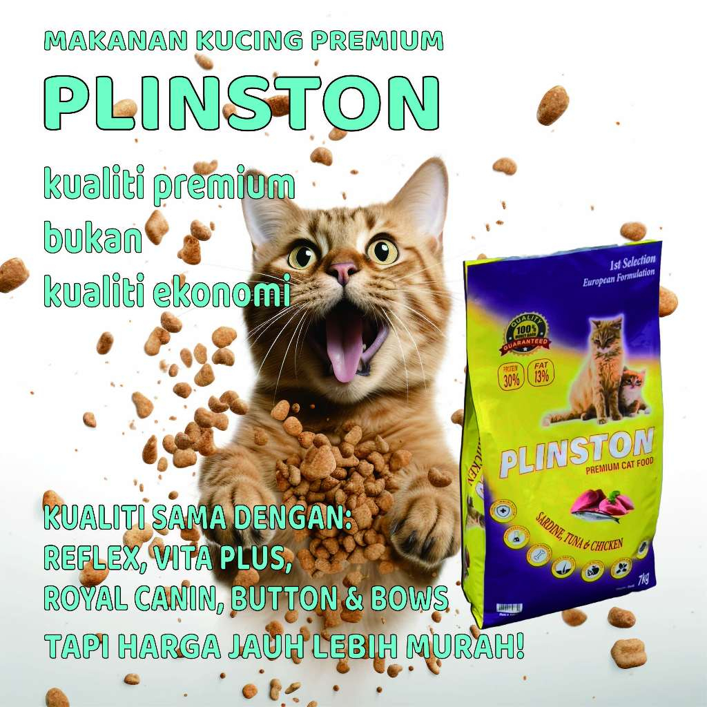 1kg Plinston Sardine Tuna & Chicken Premium Cat Food Mengurangkan Bau ...