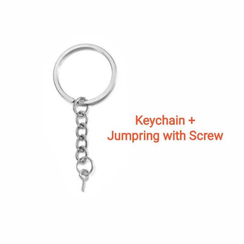 🇲🇾C 1pcs - Keychain with chain jumpring screw Stainless Steel Key ring ...