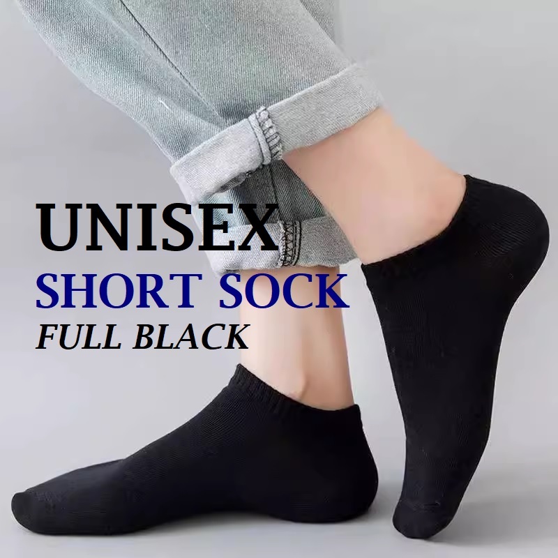 Unisex Short Socks Full Black Students School Socks Sport Comfortable ...