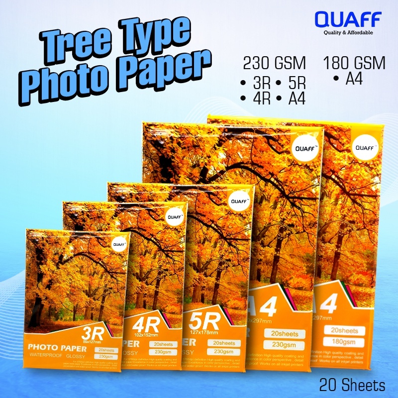 QUAFF Glossy Inkjet Photo Paper With Back Imprint 230/200/180GSM ...