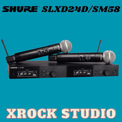 Shure SLXD24D/SM58 Digital Wireless Dual Handheld Microphone System and LPC-S Hard Case ...