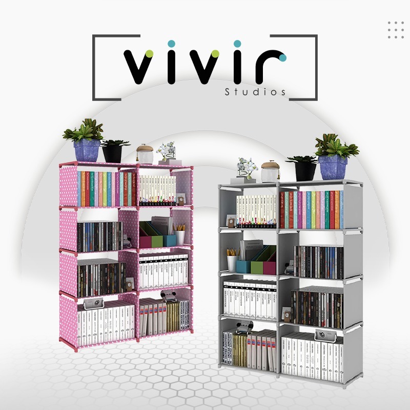 VIVIR 8 Coloum Korean DIY Bookshelf Storage Rack Book Storage Shelf ...