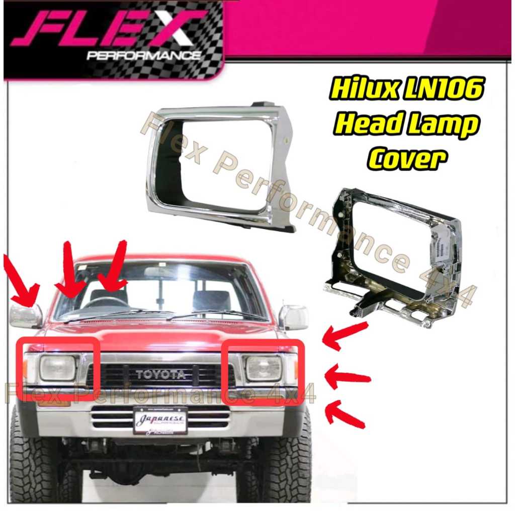 TOYOTA HILUX LN106 HEAD LAMP RIM BASE COVER CHROME LAMPU BESAR FRAME ...