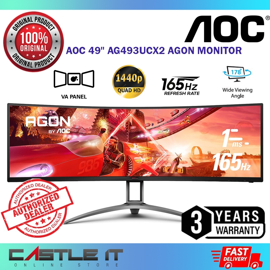AOC 49" AG493UCX2 AGON Curved 1800R Ultimate 48.8" 5120X1440 Dual QHD ...