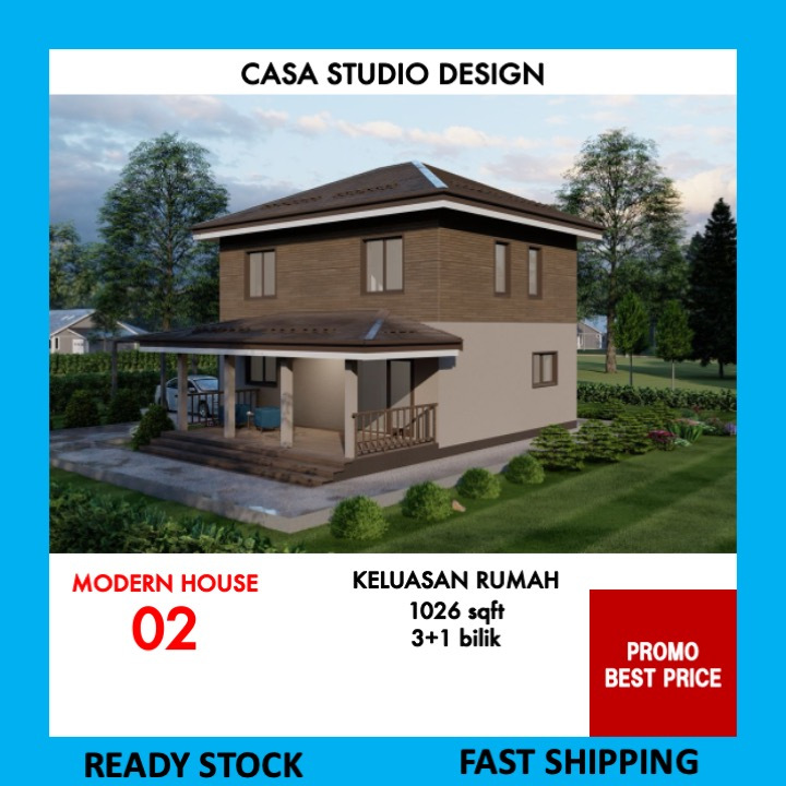 Pelan Rumah Moden | Readymade Plan Rumah MH 02 | Shopee Malaysia