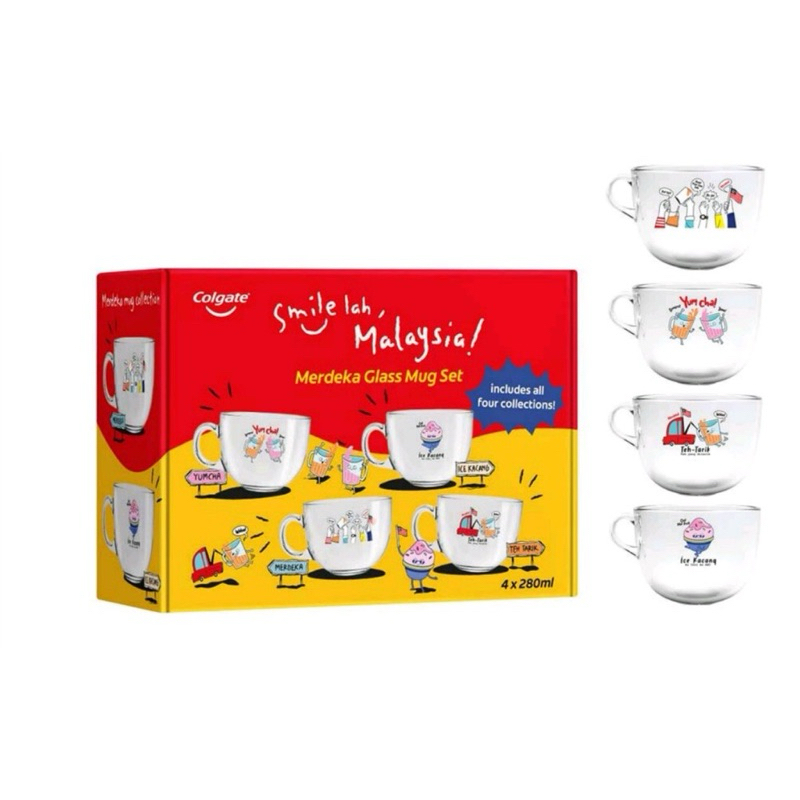 Colgate Merdeka Glass Mug - Full Collection Set | Shopee Malaysia