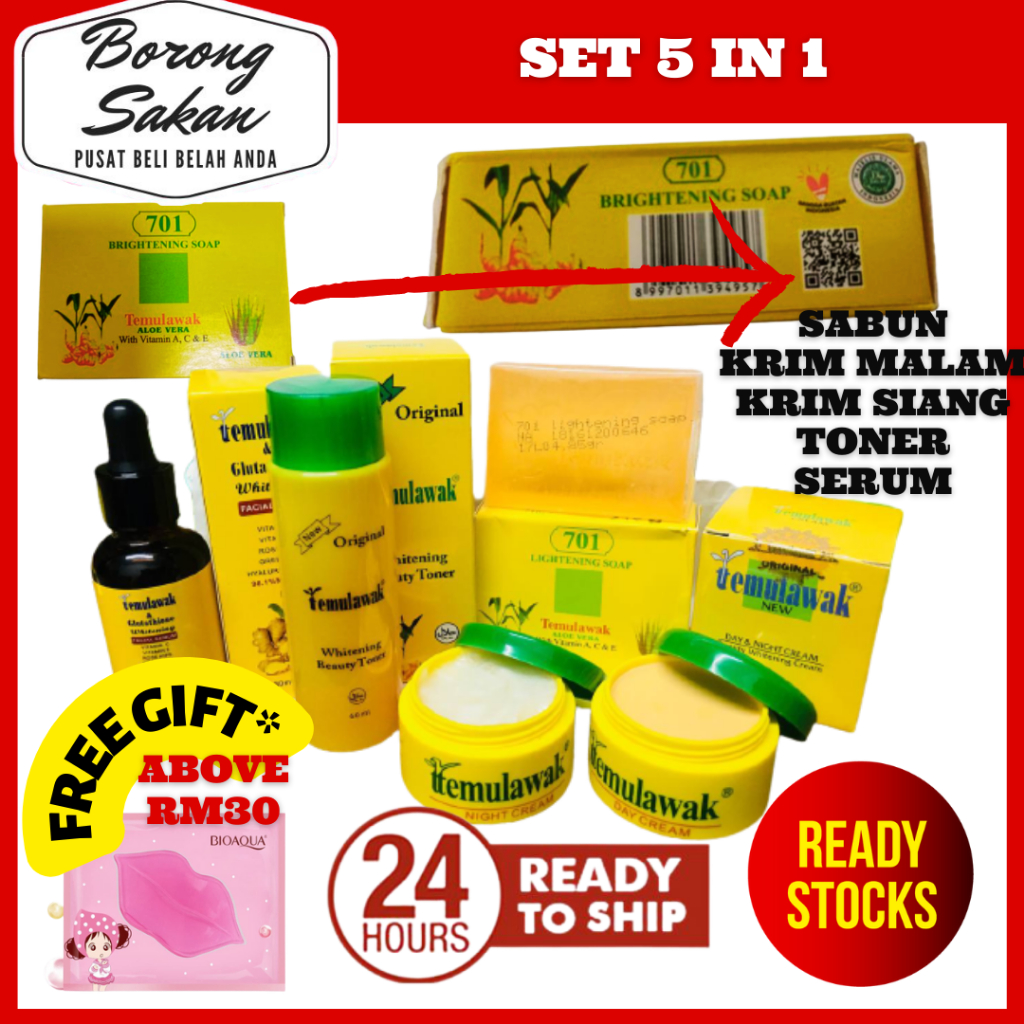 💥PROMO💥Temulawak Set 5 In 1 Original (Sabun, Toner, Serum, Krim Siang ...