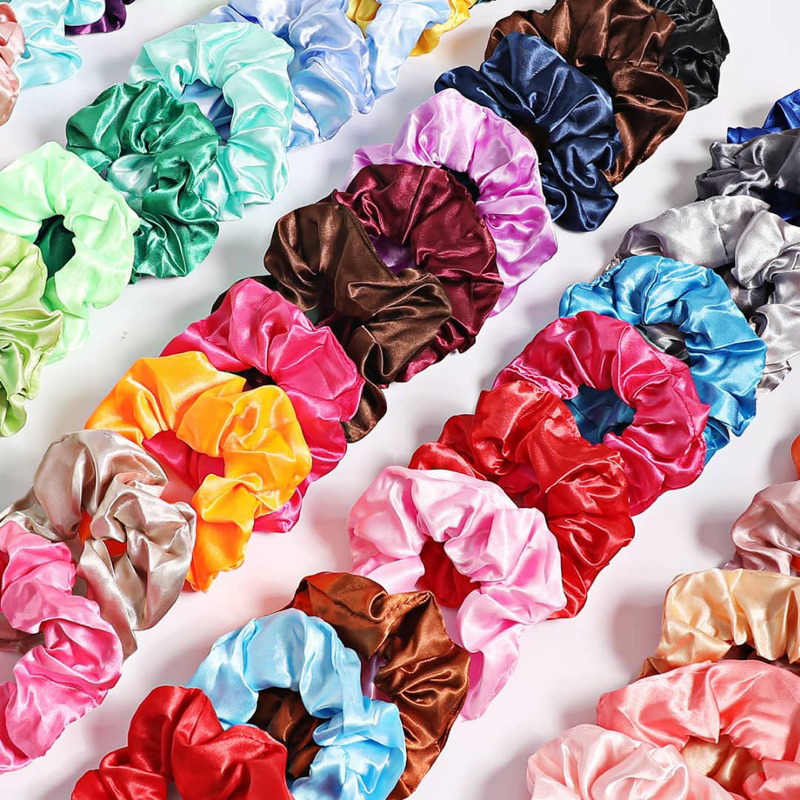 🇲🇾HIGH QUALITY Satin Scrunchie Elastic Rubber Band Hair Band Hair Tie ...