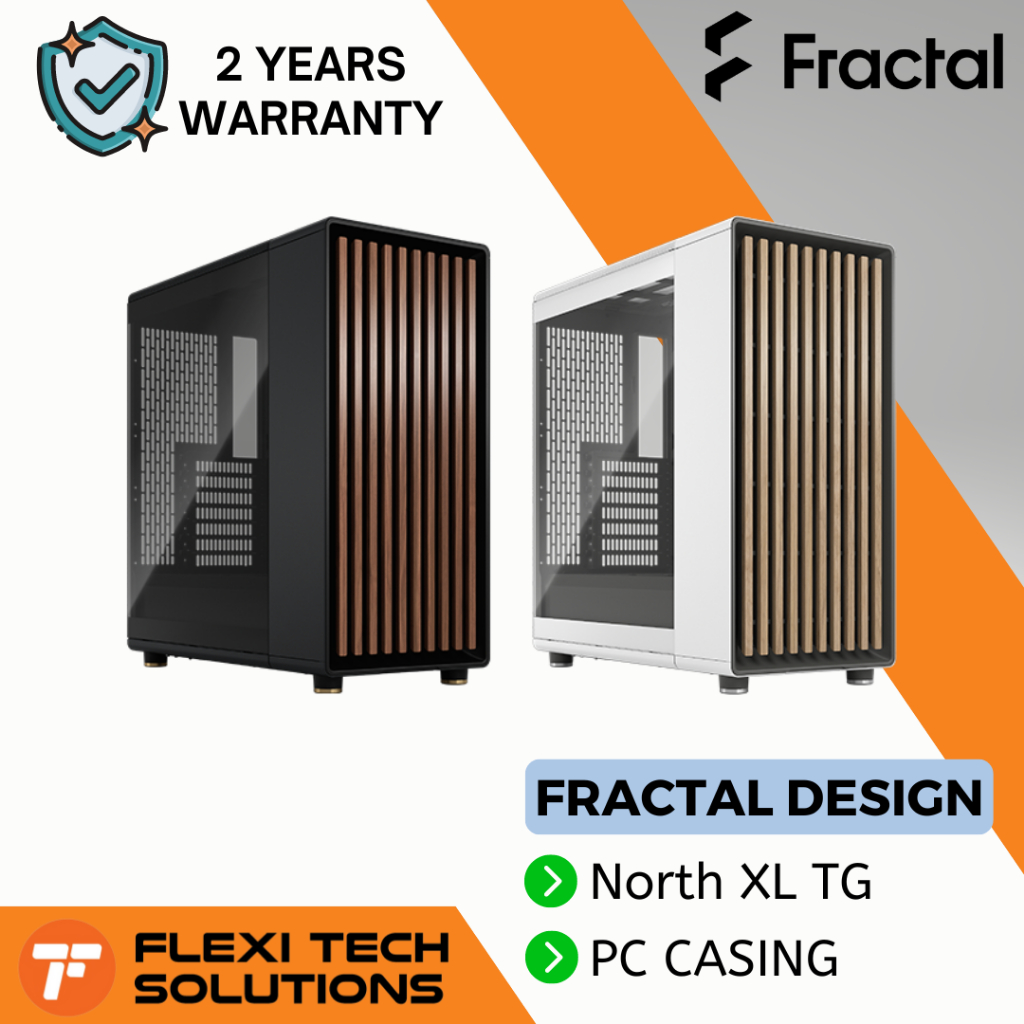 Flexi Tech FRACTAL DESIGN North XL PC Desktop Casing - Black TG / White ...