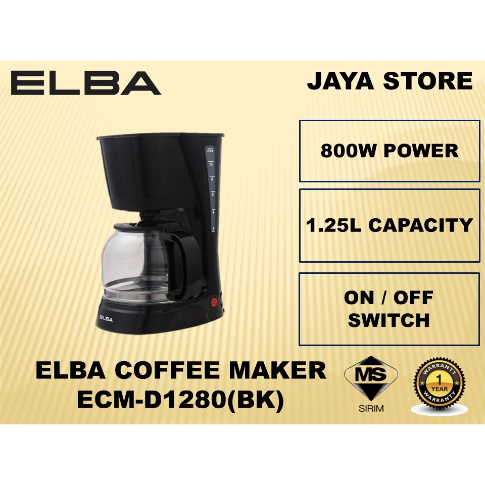 ELBA Coffee Maker ECM-D1280(BK) - Black (1.25L / 670W-800W) | Shopee ...