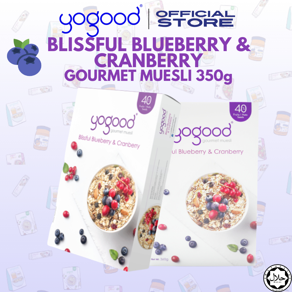 Yogood Gourmet Muesli Blissful Blueberry & Cranberry (350g) | Shopee ...