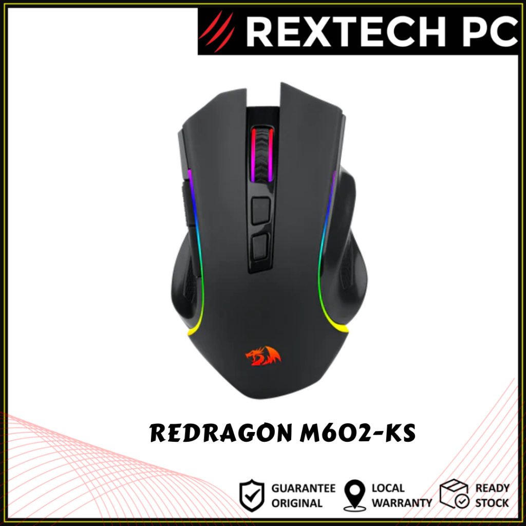 REDRAGON M602-KS Griffin RGB BACKLIT 4000 DPI RECHARGEABLE WIRELESS ...