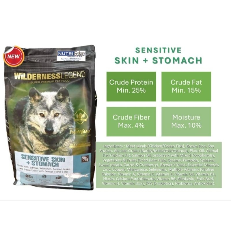 WILDERNESS LEGEND Super Premium Pet Food 4kg Sensitive Skin + Stomach ...