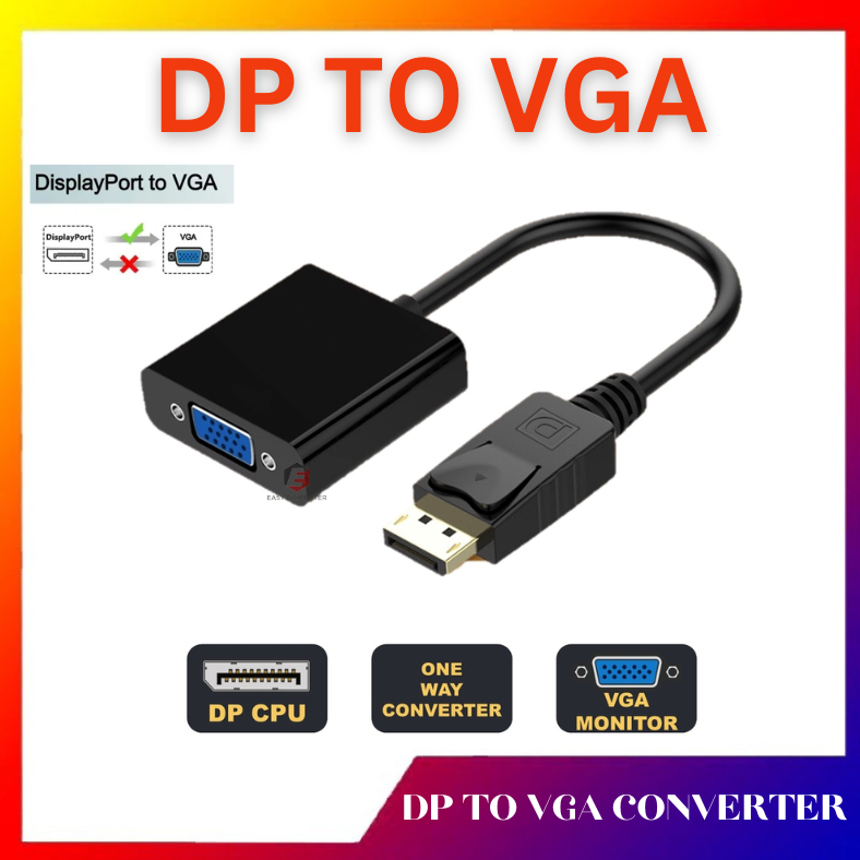 1080P DisplayPort DP Male to VGA Female Cable Adapter Display Port ...