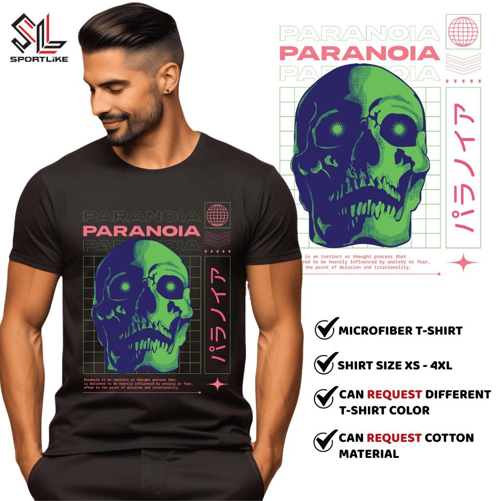 "PARANOIA" T-Shirt Microfiber / Printed Jersey / T-shirt Cutting Unisex ...