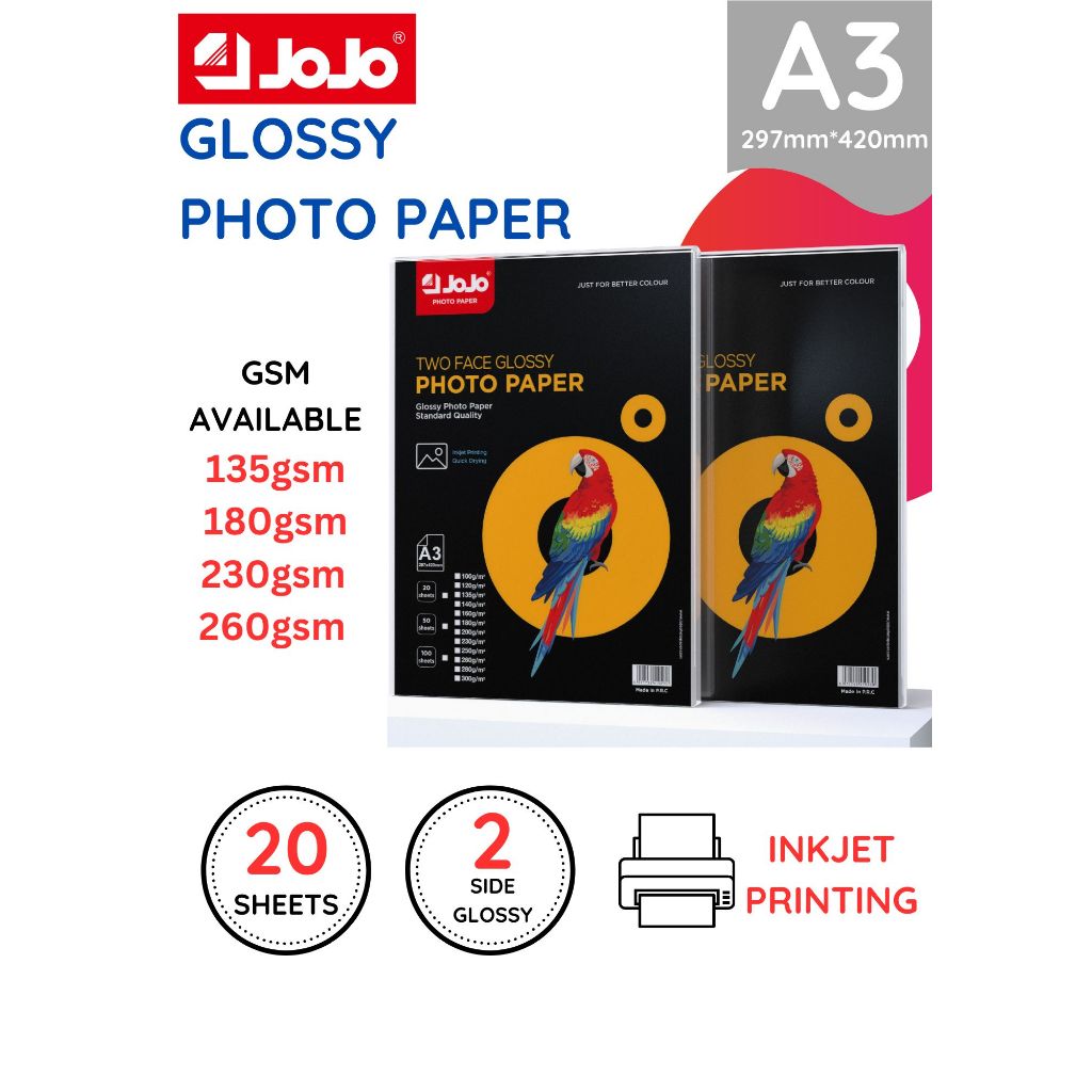 [A3 DOUBLE SIDE GLOSSY] 20'S JOJO WATER RESISTANT SUPER GLOSSY PHOTO ...