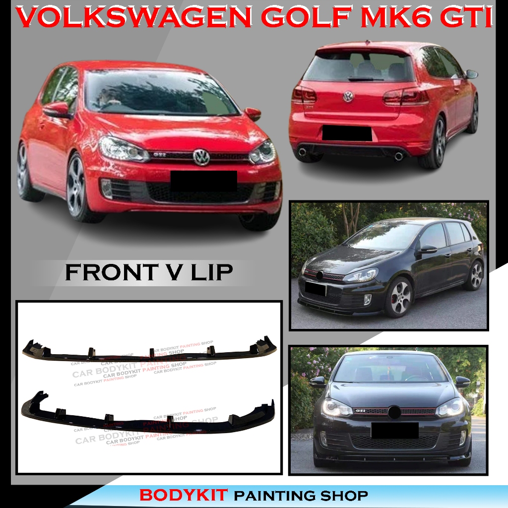 VOLKSWAGEN GOLF MK6 GTI 3 SECTION STYLE FRONT V-LIP BUMPER LIP WITH ...