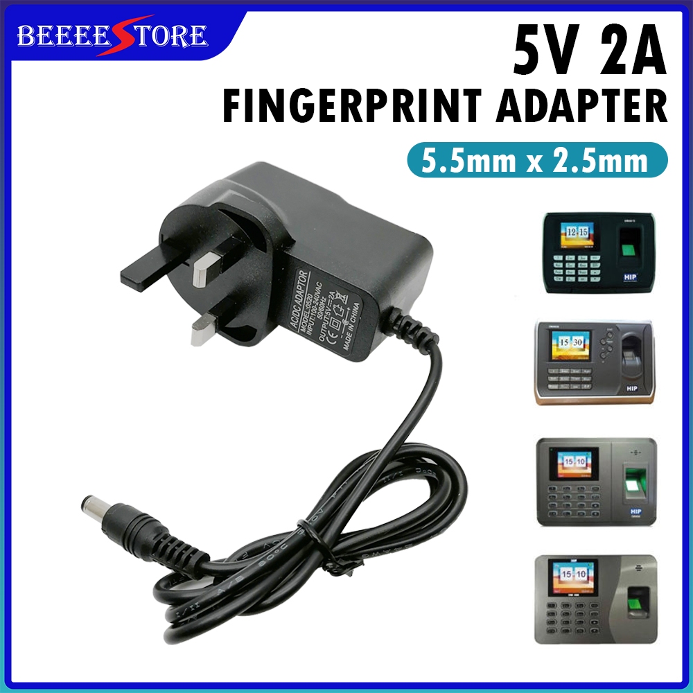 5V 2A FINGER PRINT ADAPTER 🎈 ADAPTOR 🎈 2.5 x 5.5mm Power adaptor DC 5V ...
