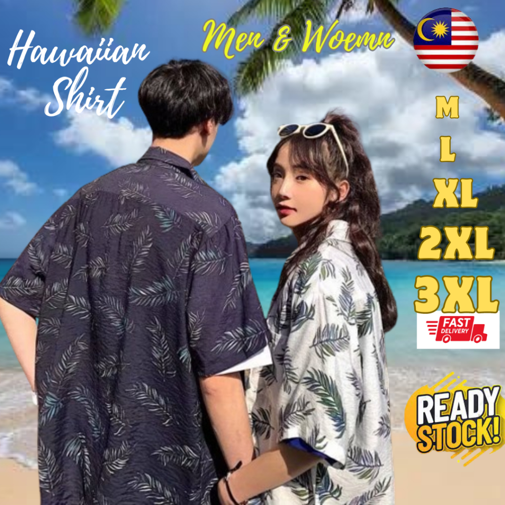 Baju Pantai Hawaii T-Shirt Beach Hawaiian T-shirt Women T-shirt Men ...