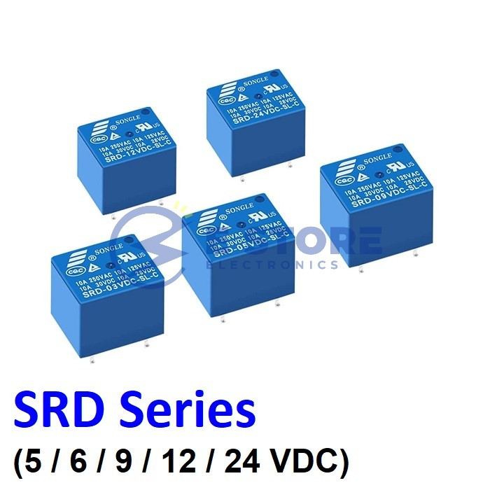 SONGLE SRD Series 10A 5 Pin SPDT Relay - 3V / 5V / 6V / 9V / 12V ...
