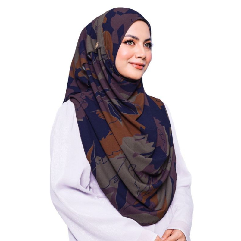 ANIES IMAN Instant Shawl Amani Printed Size L Tudung Instant Ironless ...