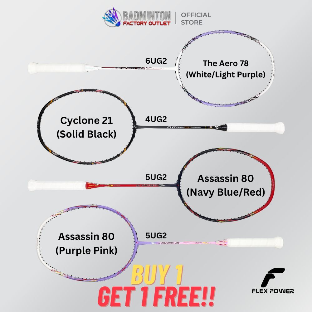 【2x Complete Sets + 1 Bag】FLEX POWER Badminton Racket - 4UG2 / 5UG2 ...