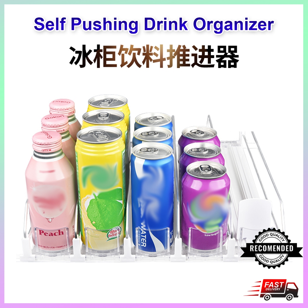 Self Pushing Drink Organizer Refrigerator Row Slider Auto Can Dispenser ...