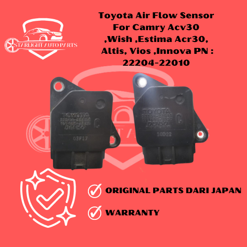 Toyota Air Flow Sensor For Camry Acv30,Wish ,Estima Acr30, Altis, Vios ,Innova PN : 22204-22010 ...