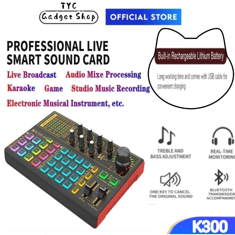 K300 Audio USB Sound Card with Monitoring Headset and Condenser ...