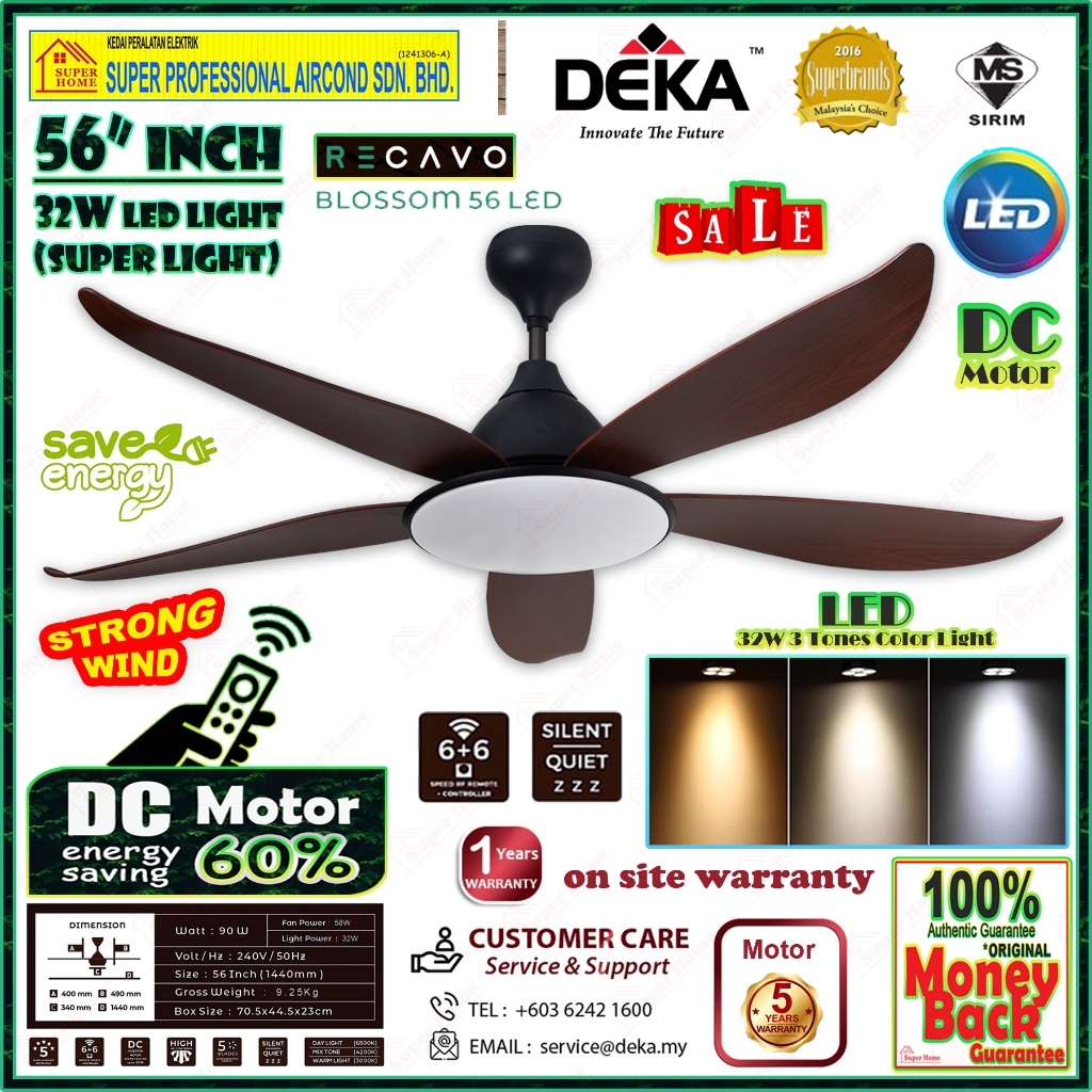 Recavo Ceiling Fan BLOSSOM 56 LED Remote Control Ceiling Fan With LED ...