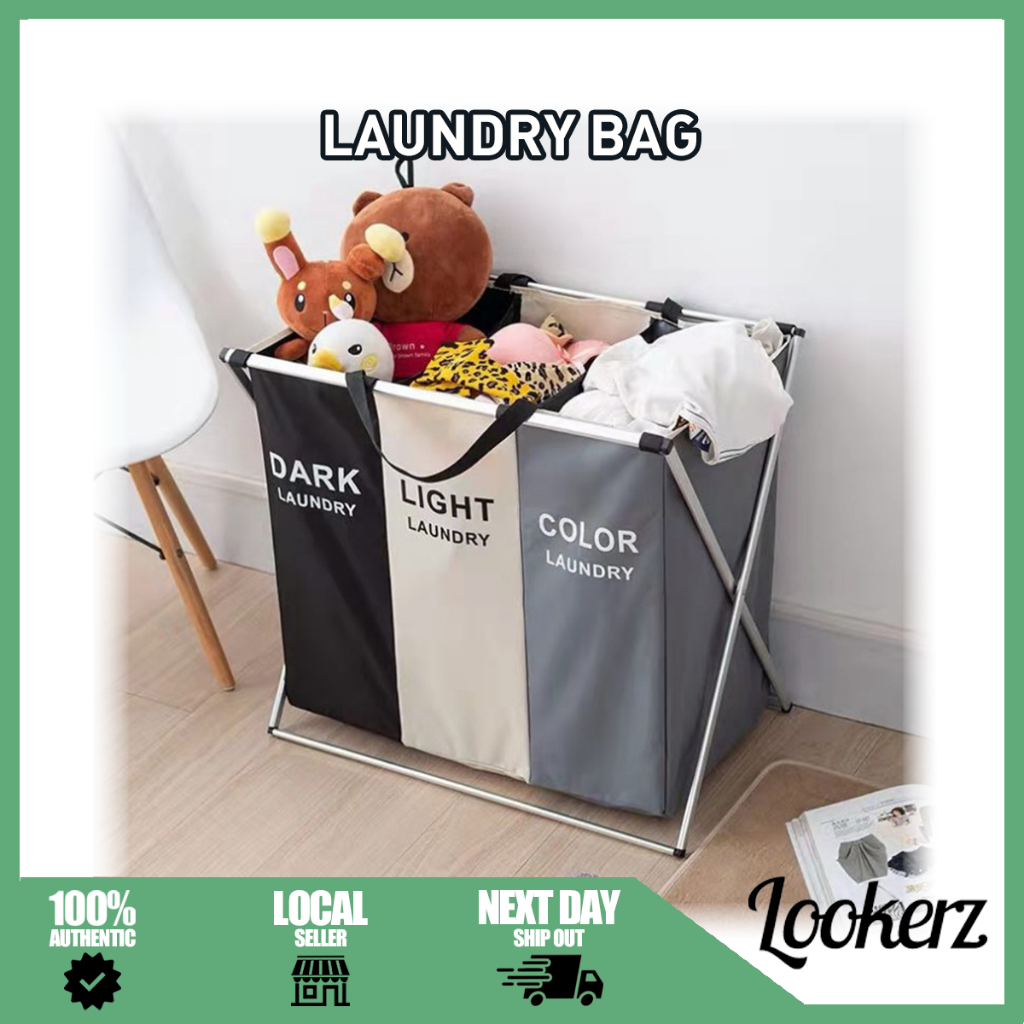 [MY] Laundry Basket/ Dark Light Colour Laundry Bag/ Baju Kotor Basket ...