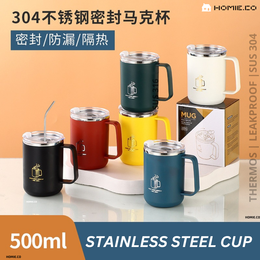 FINE CUP 304 Stainless Steel Cup Cute Mug Tumbler Water Bottle Coffee ...