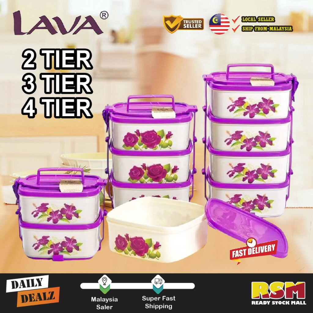 LAVA Tiffin Carrier Air Tight Lunch Box Stackable Food Container ...