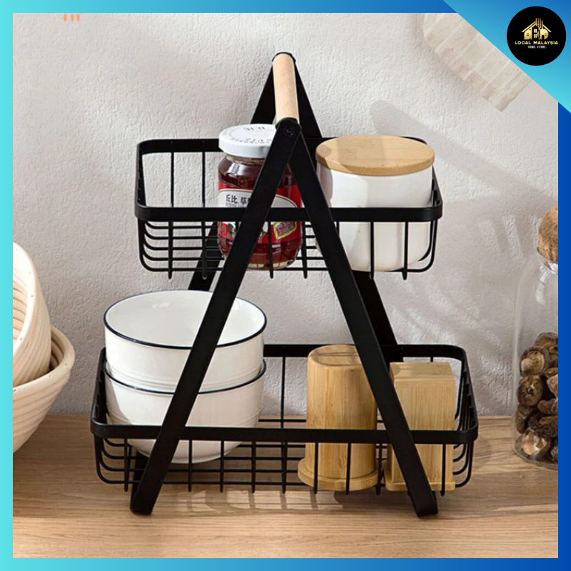 【SHIP NEXT DAY】2/3 Tier Basket Rack Storage Fruit Organizer Onion Rak ...