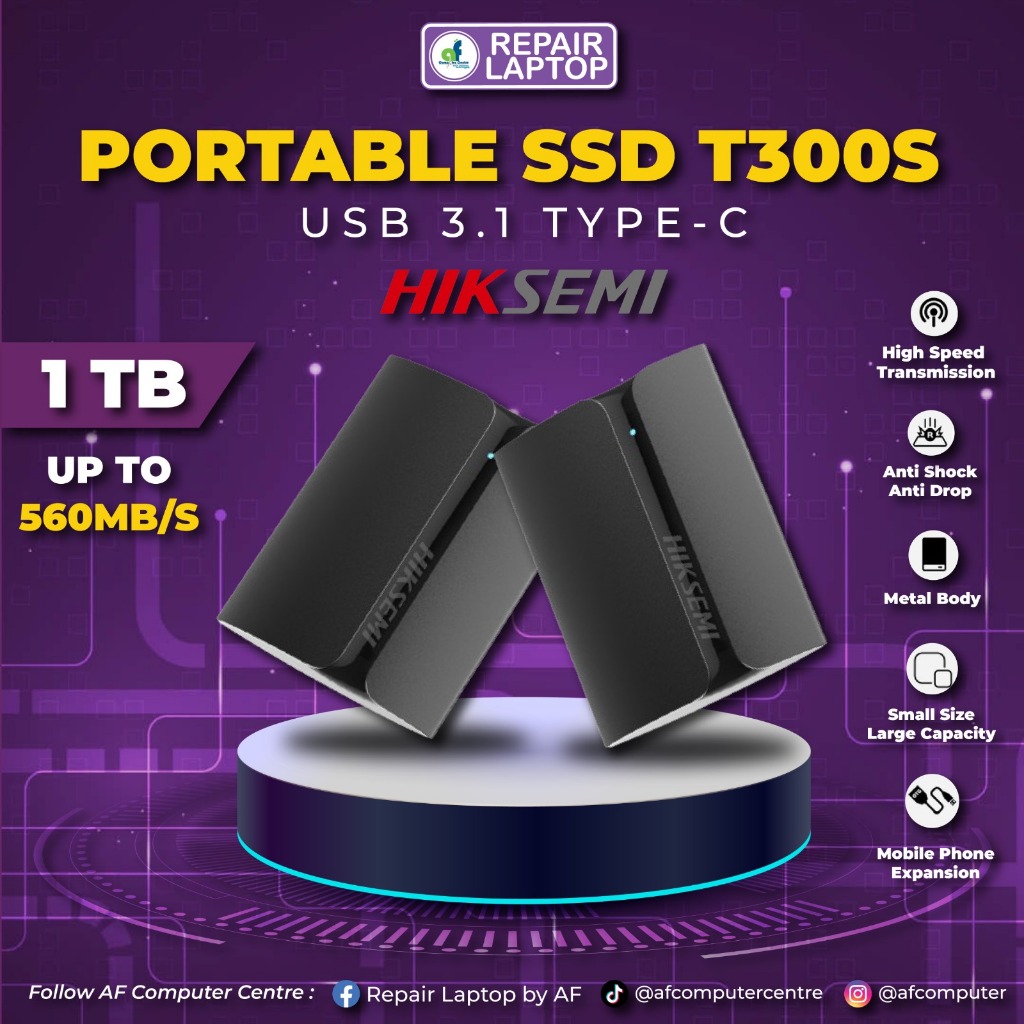New HIKSEMI T300S Portable SSD Series 1TB PSSD USB 3.1 type C Interface Storage SSD EXTERNAL ...