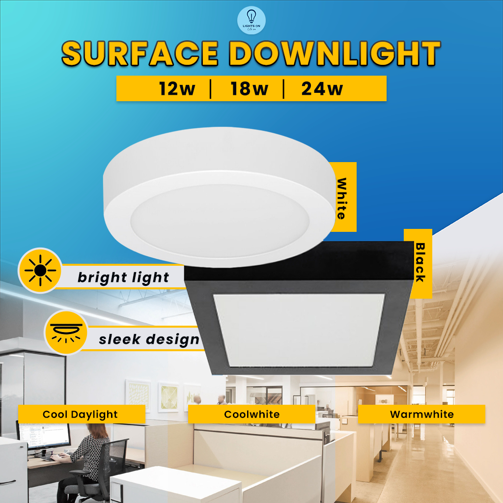 12w/18w/24w LED Surface Downlight White Frame Black Frame Ceiling Light ...