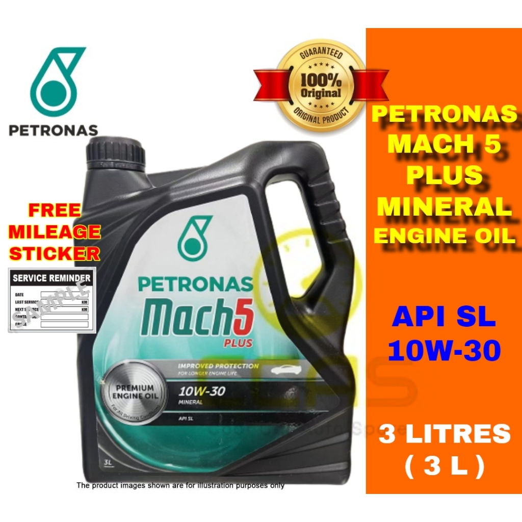 100% original Petronas Mach 5 PLUS 10W-30 10W30 SN/CF Engine Oil 3L ...