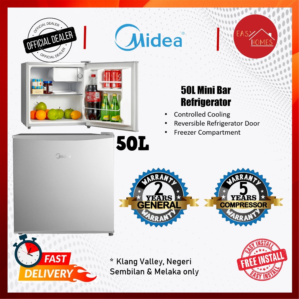 MIDEA MDRD86FGG 50L MINI BAR REFRIGERATOR | Shopee Malaysia
