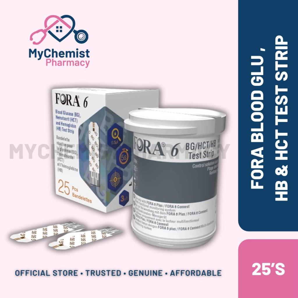 Fora 6 Blood Glucose, Hemotocrit, Hemoglobin 3-in-1 Test Strip 25's ...
