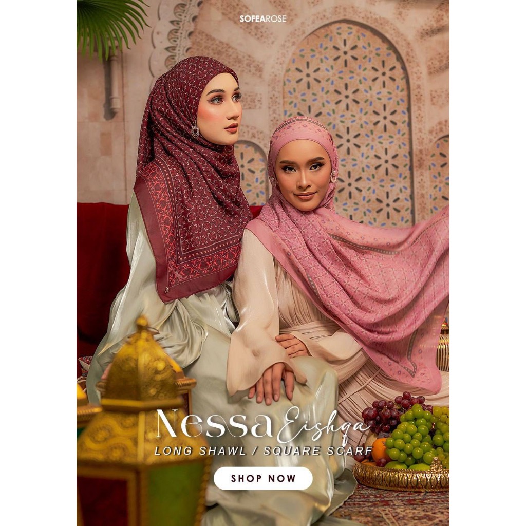 ORIGINAL SR 💙Nessa Eishqa Series Shawl Square Bawal by SOFEAROSE 💙 ...
