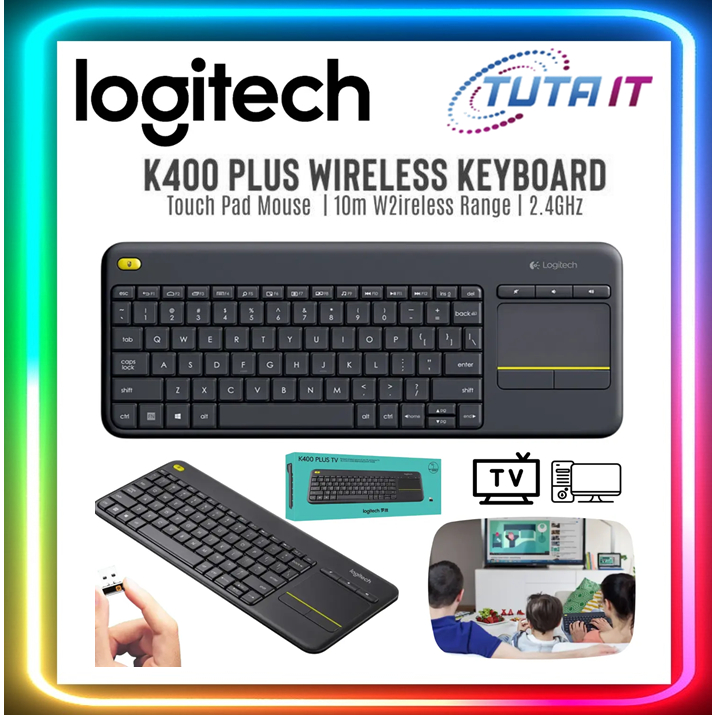 Logitech K400 Plus Wireless Touch TV Keyboard with Easy Media Control ...